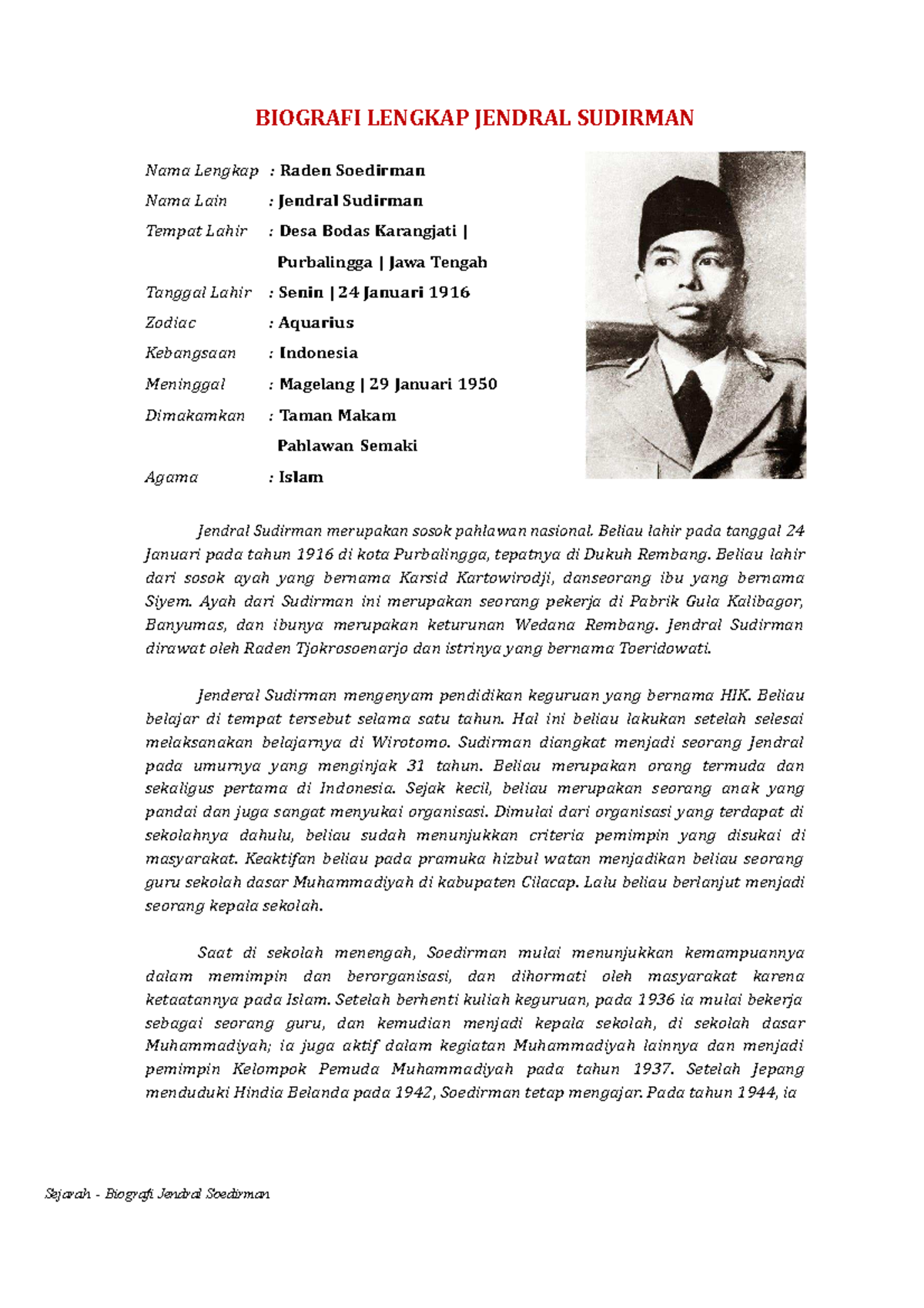 Biografi dan Sejarah Perjuangan Jendral - Sejarah - Biografi Jendral ...