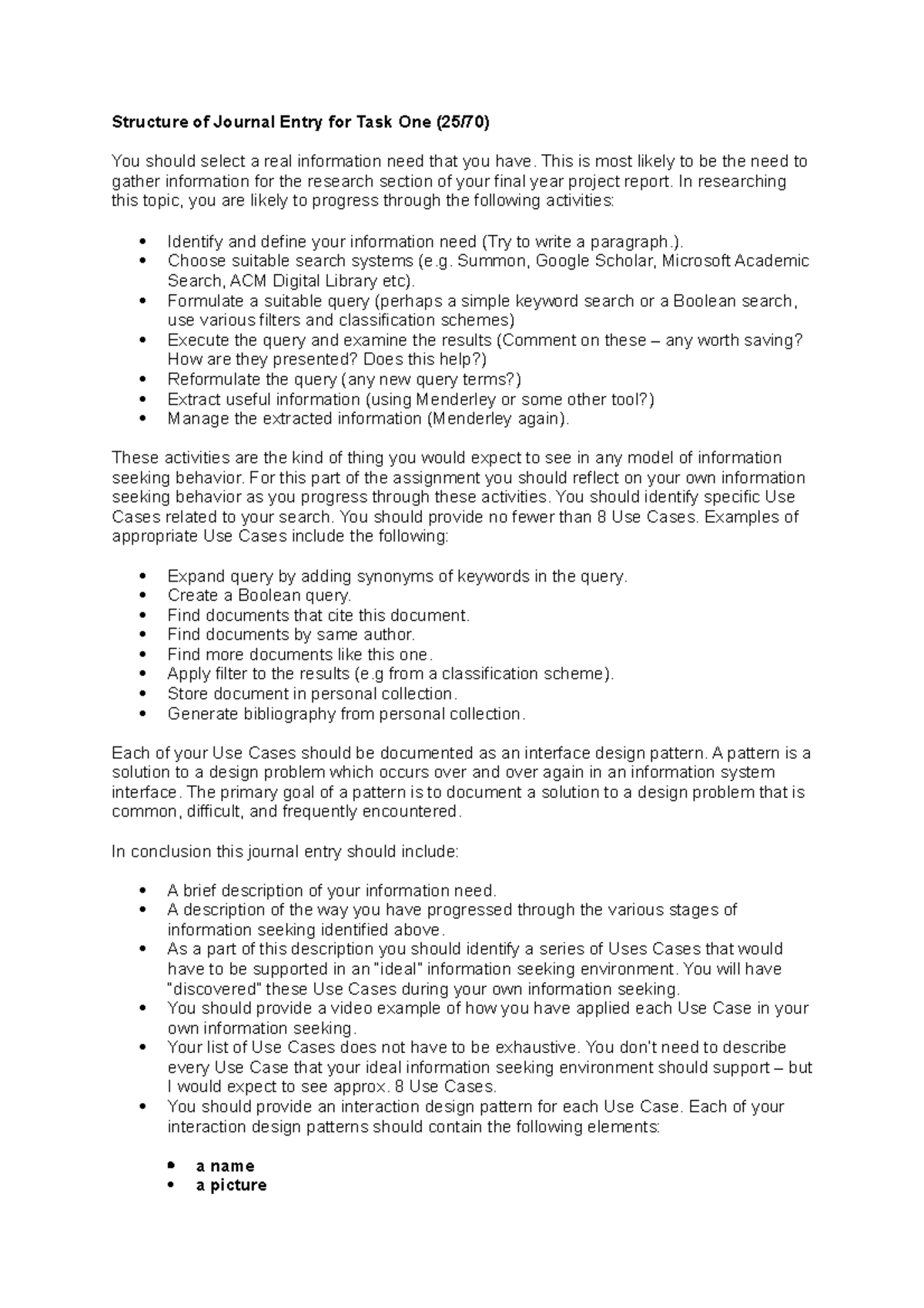 Structure of Journal Entry for Task One - This is most likely to be the ...