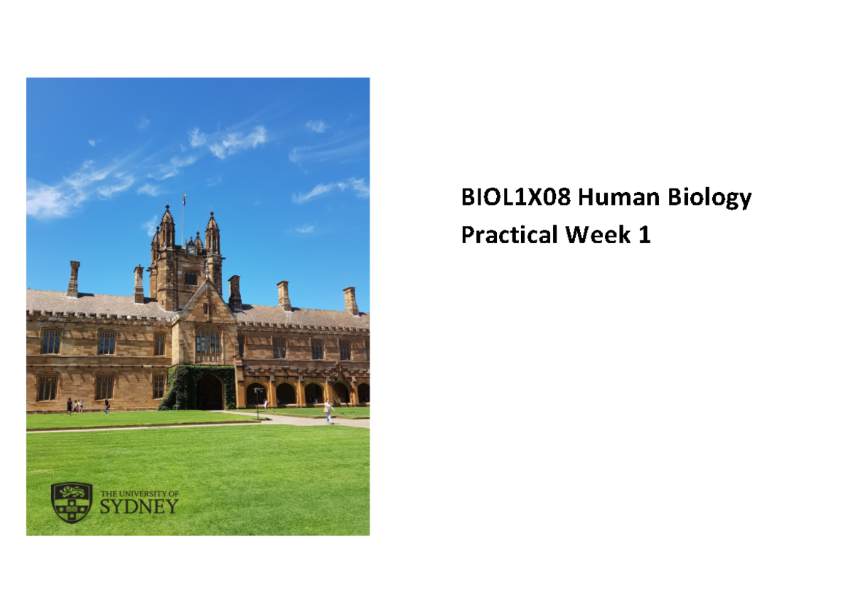BIOL1X08 Practical 1 slides student - BIOL1X08 Human Biology Practical ...