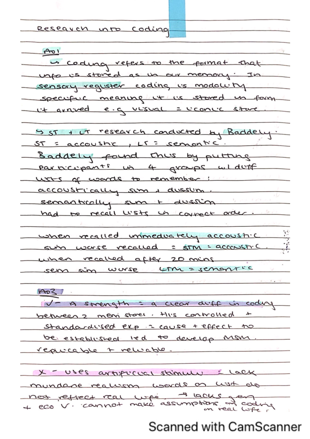 Memory Essay Plans 16 markers AQA Paper 1 - Types Of Memory, Forgetting ...