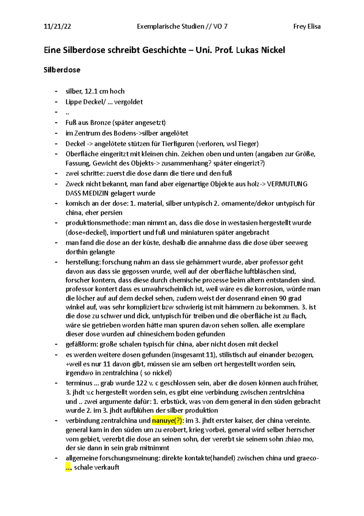 Exemplarische Studien VO6 Nickel - Eine Silberdose schreibt Geschichte – Uni. Prof. Lukas Nickel ...