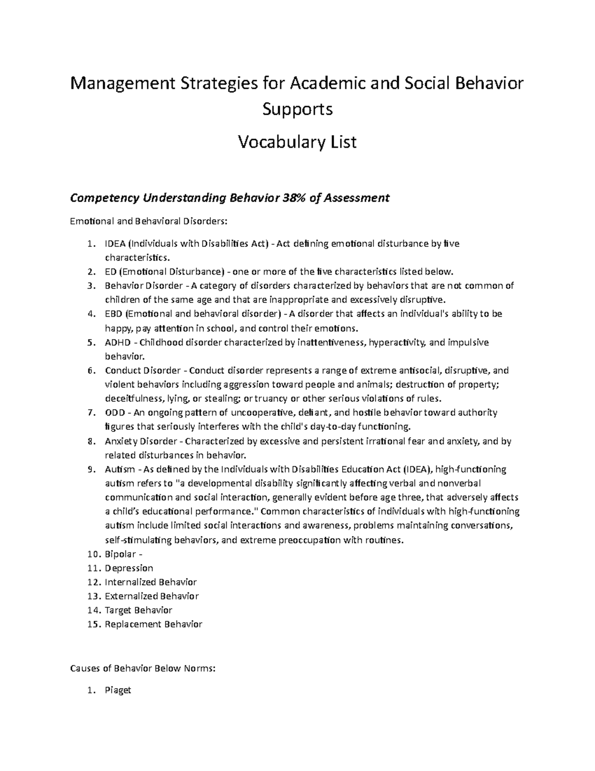 Behavioral Course Vocab New - Management Strategies for Academic and ...