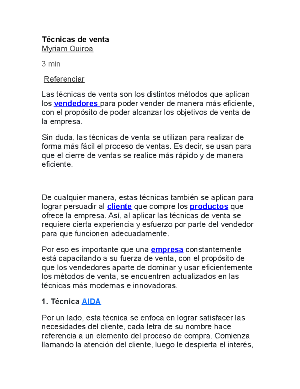 Técnicas de venta - augusto conde - Técnicas de venta Myriam Quiroa 3 ...