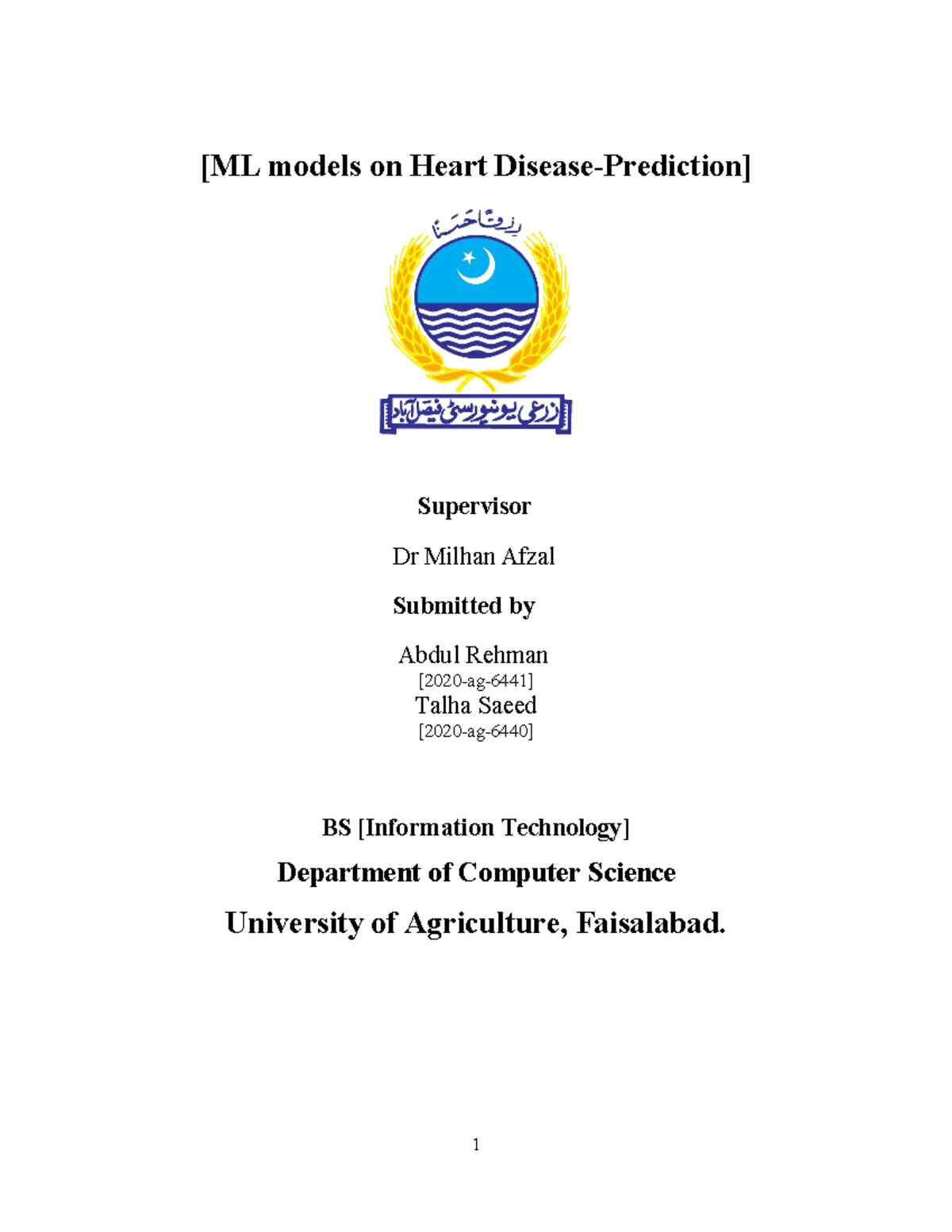 Heart disease detection using Ml fyp - [ML models on Heart Disease ...