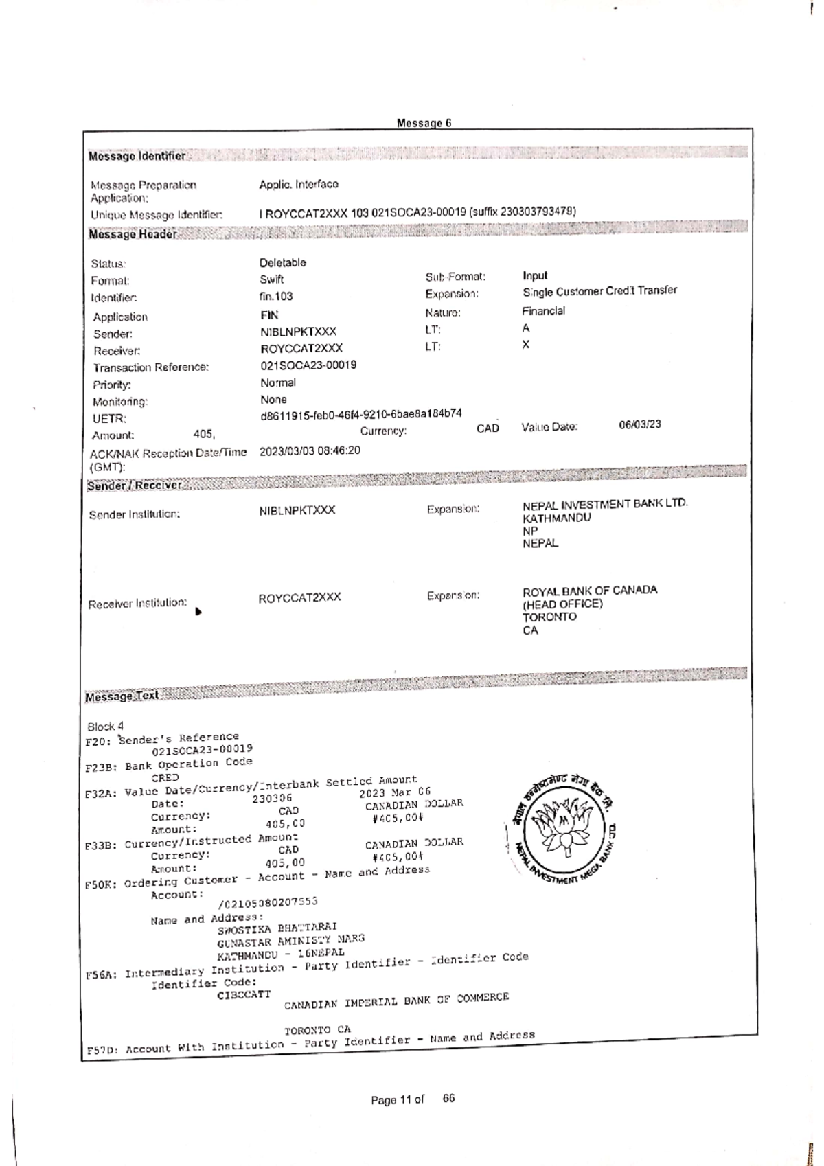 Insurance swift copy - Accounting - ACTG 2P51 - Studocu