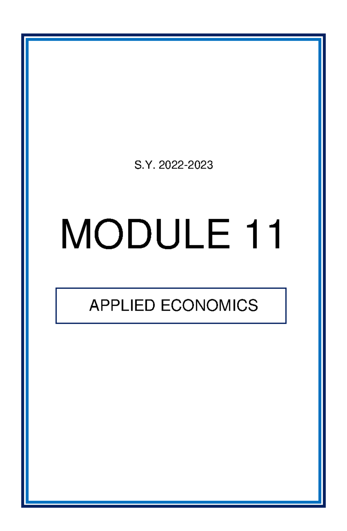 SHS Applied Economics 11 - S. 2022- MODULE 11 APPLIED ECONOMICS TYPES ...