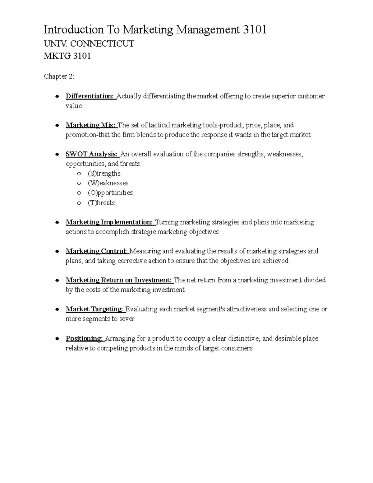 MKTG 3101 Chapter 2 (P3) - Introduction To Marketing Management 3101 ...