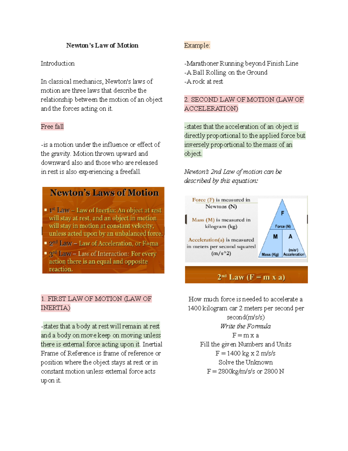 Newton’s Law of Motion - law law law law alw alw - Newton’s Law of ...