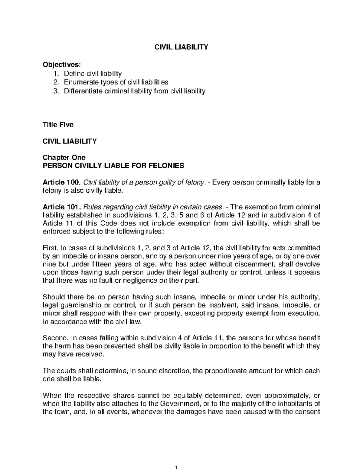 UGRD-CLAJ6101 Criminal Law (Book 1) for college - CIVIL LIABILITY ...