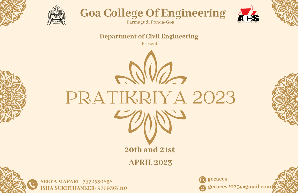 Pratikriya 2023 MAIN Brochure - PRATIKRIYA 2023 Goa College Of ...