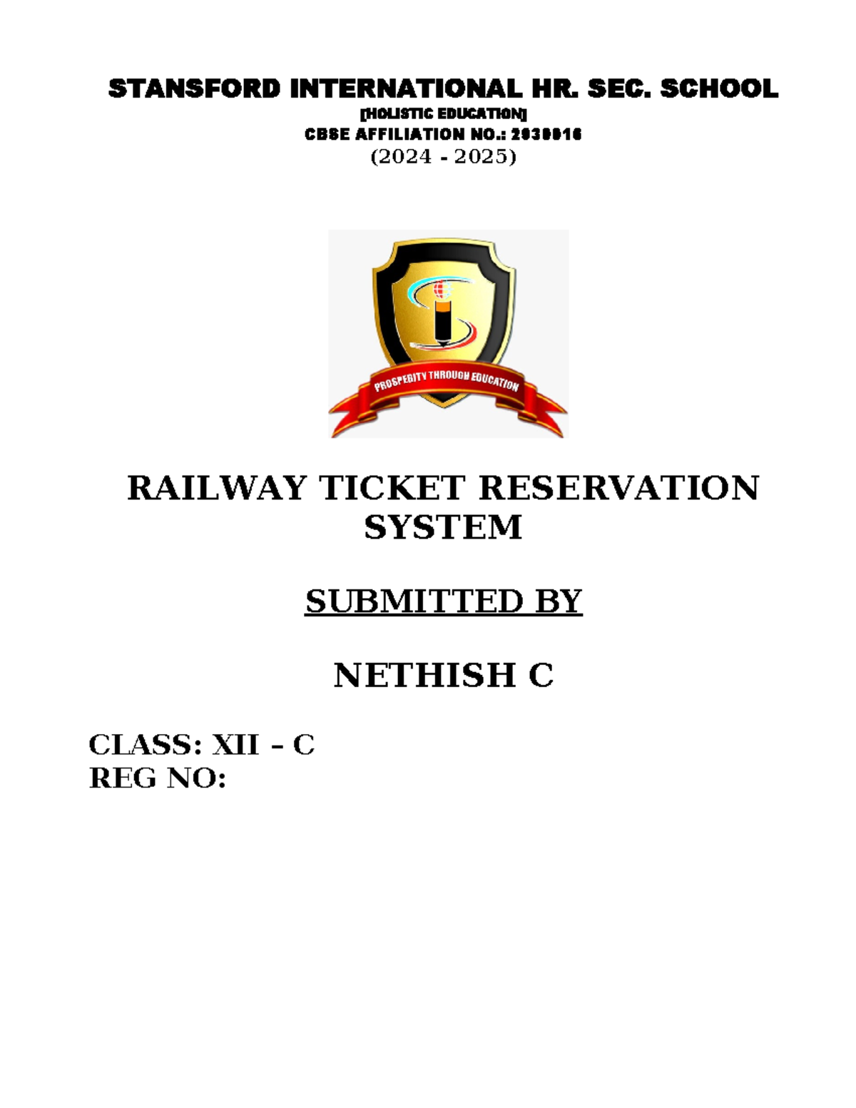 Project 1ST PAGE nethish - STANSFORD INTERNATIONAL HR. SEC. SCHOOL ...