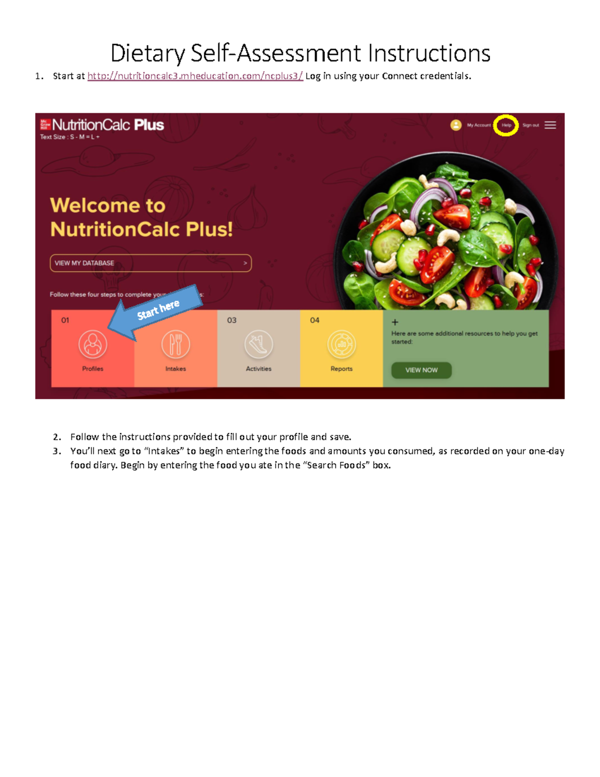 Dietary Self-Assessment Assignment Instructions - Connect - Dietary ...
