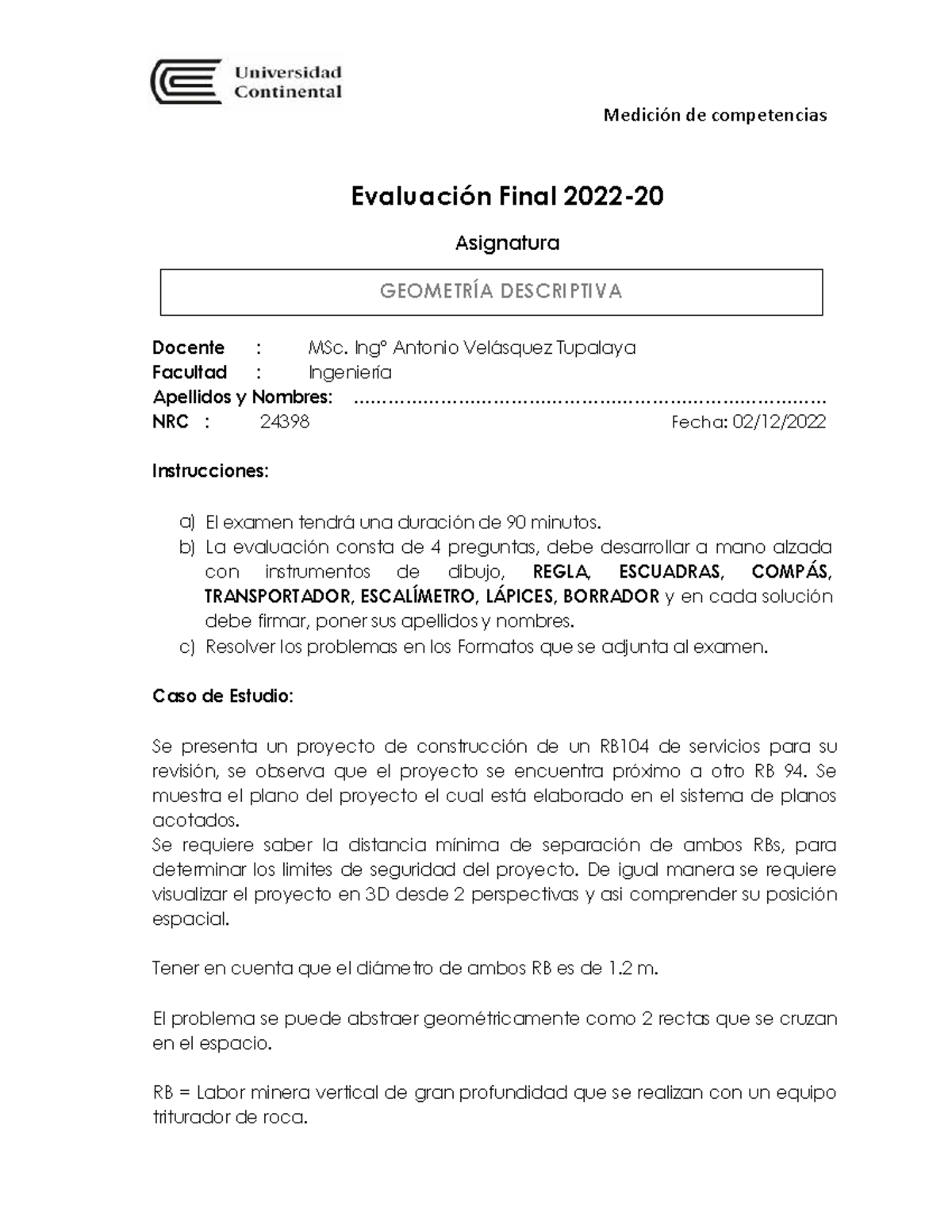 Simulacro Examen Final - Medición de competencias Evaluación Final 2022- Asignatura GEOMETRÍA ...