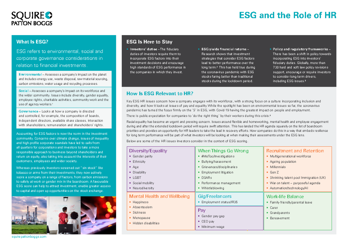 ESG and the Role of HR - Il ruolo dei responsabili di risorse umane in ...