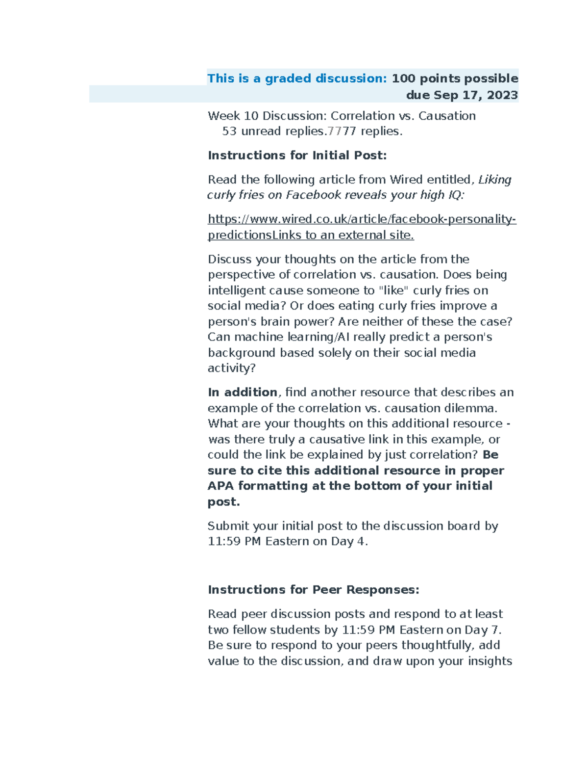 Statistic week 10 - discussion - This is a graded discussion: 100 ...