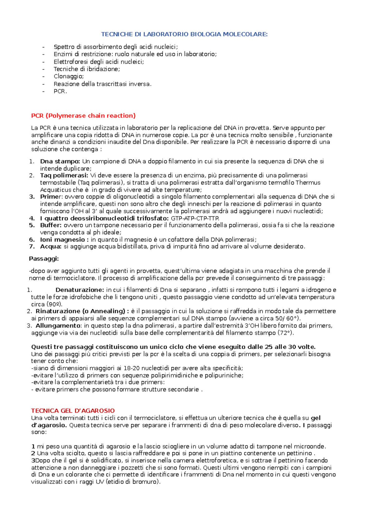 Tecniche Di Laboratorio Biologia Molecolare - TECNICHE DI LABORATORIO BIOLOGIA MOLECOLARE ...