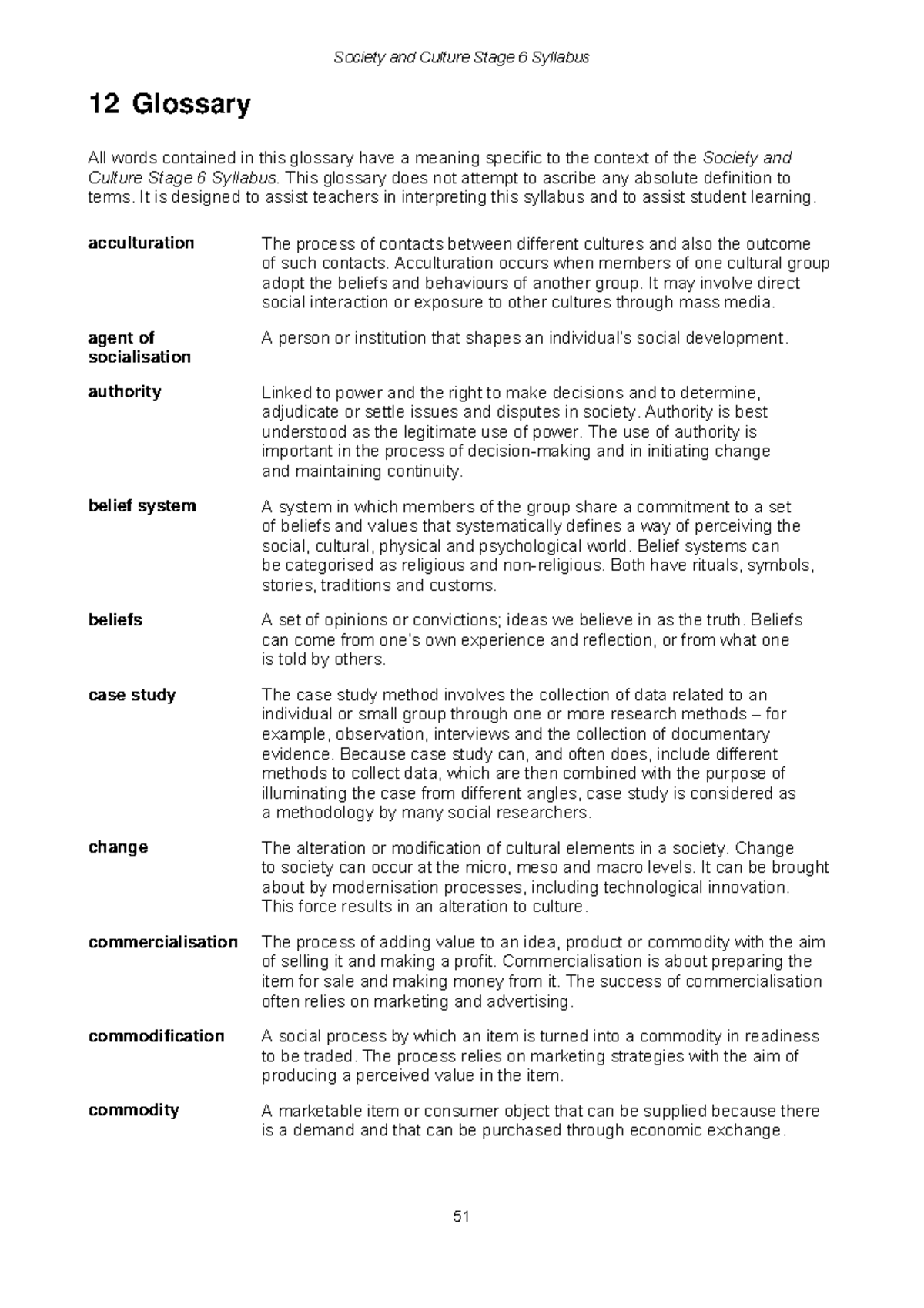 SOC Glossary - Society and culture notes - 12 Glossary All words ...