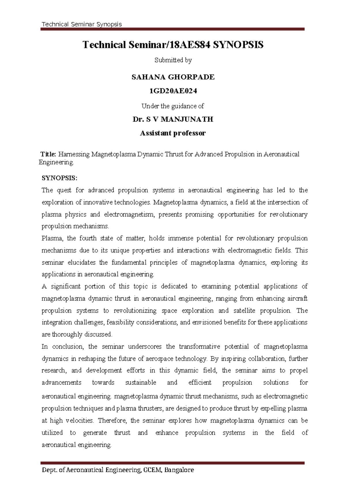 Technical seminar Synopsis - Technical Seminar Synopsis Technical ...