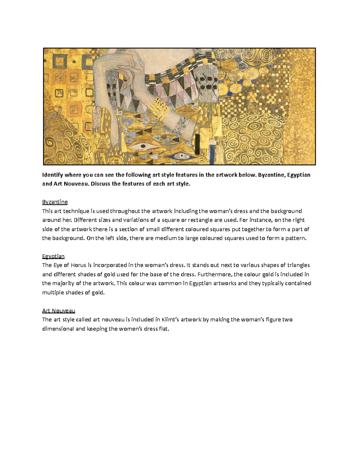 Artwork Analysis - Identify where you can see the following art style ...