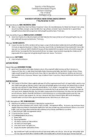 A comprehensive Barangay Juvenile Intervention Program - The goal of ...