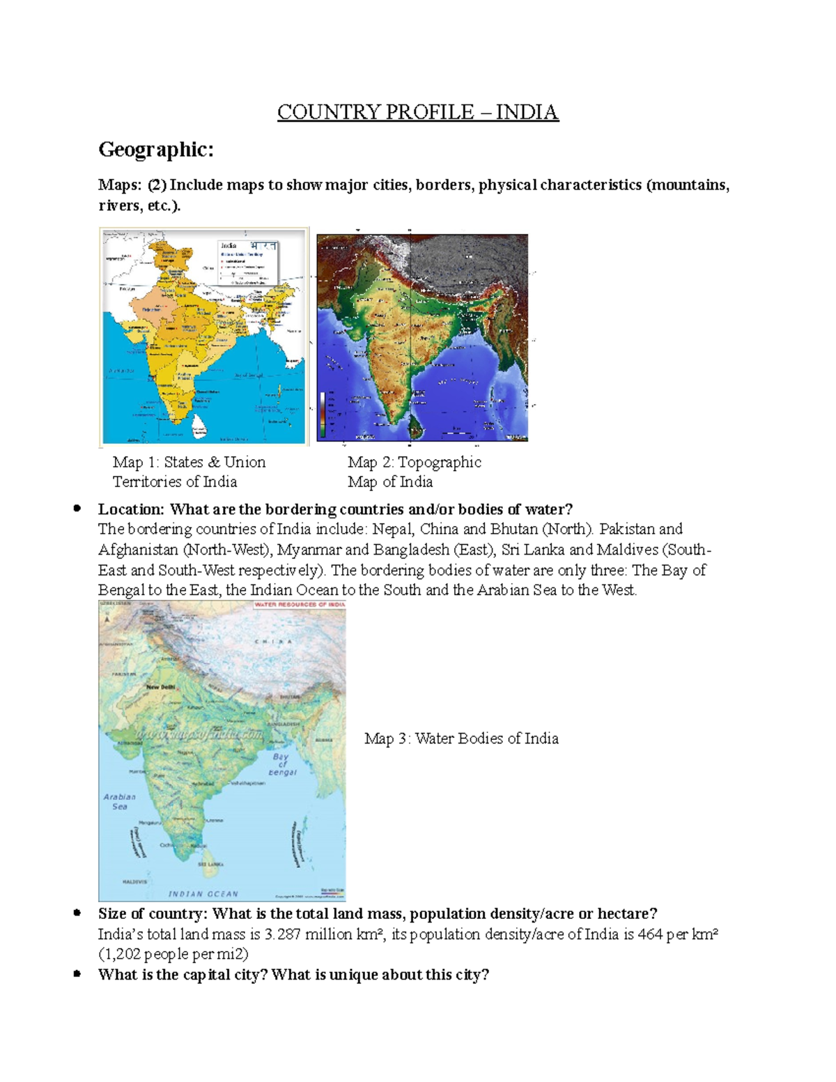 Country Profile - COUNTRY PROFILE – INDIA Geographic: Maps: (2) Include ...