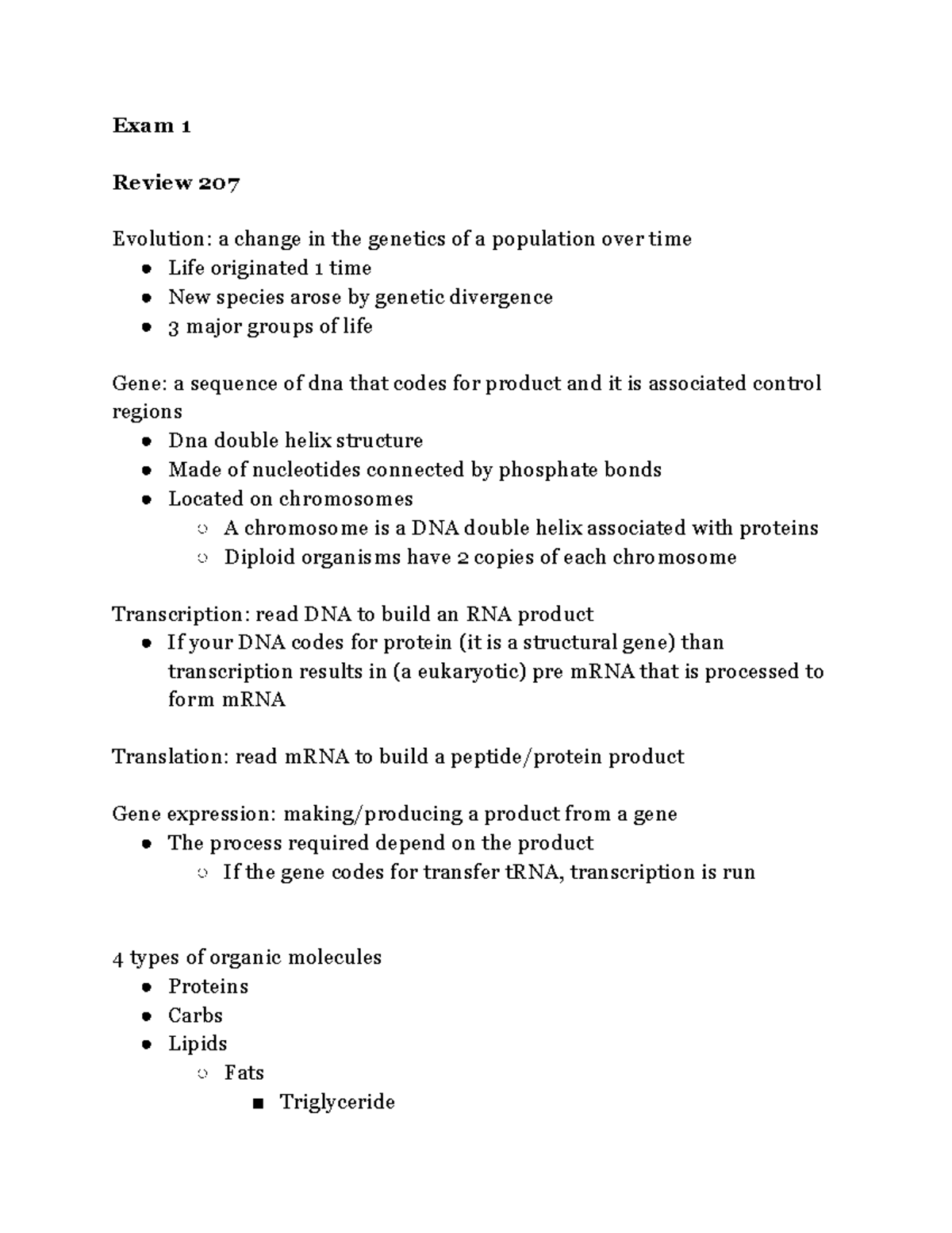 Bisc 208 - BISC208 Nauen lecture notes - Exam 1 Review 207 Evolution: a ...