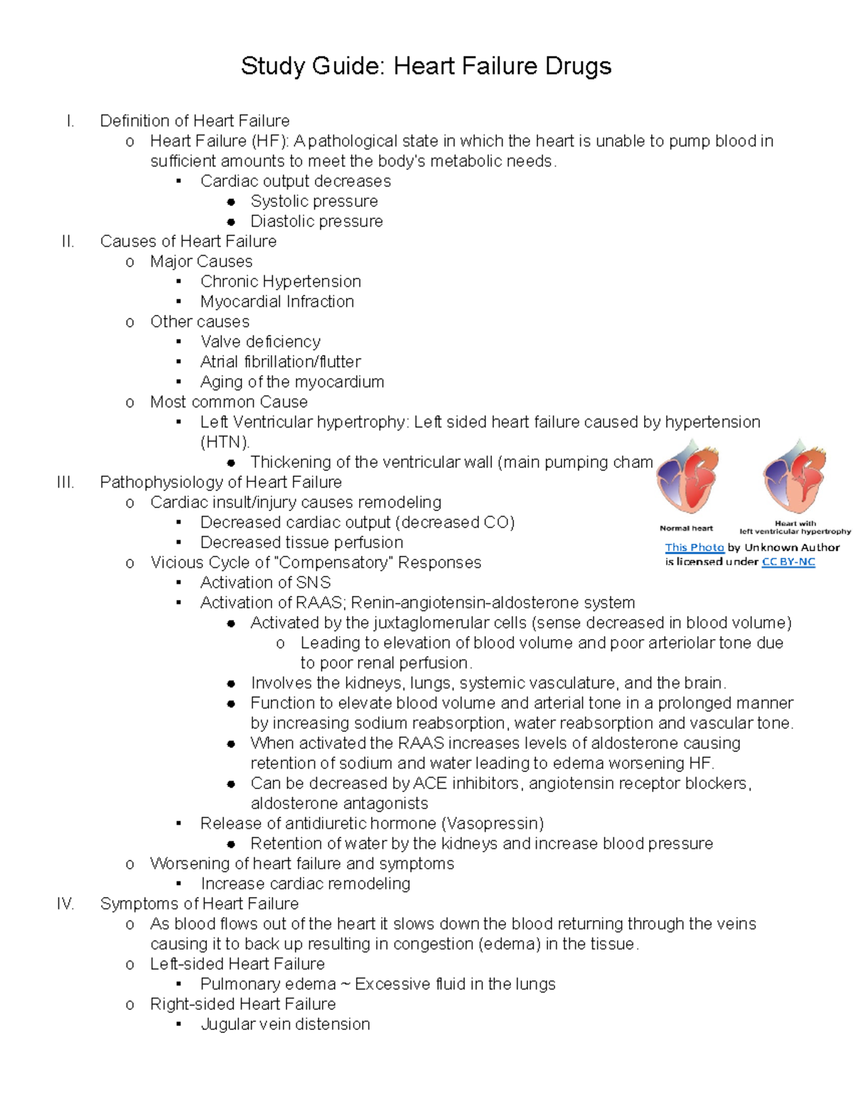 Study Guide Heart Failure Drugs - Definition of Heart Failure o Heart ...