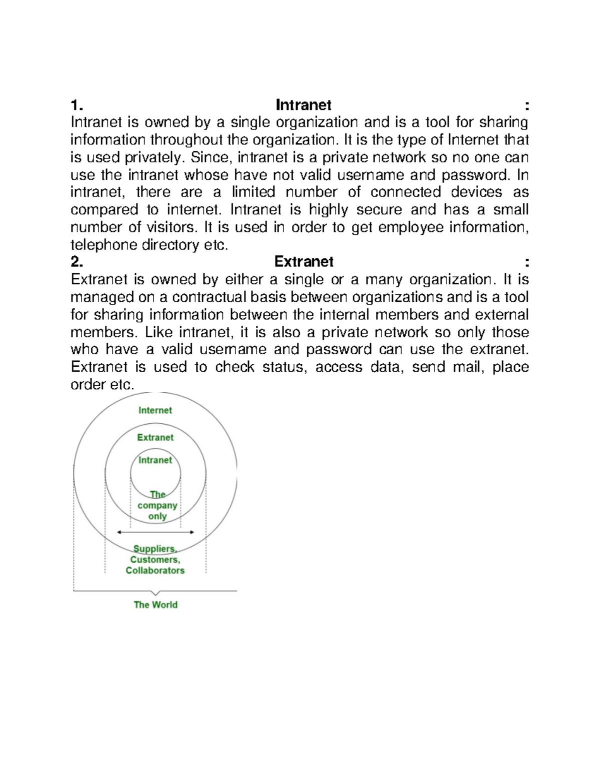 Intranet - Its lecture notes - 1. Intranet : Intranet is owned by a ...