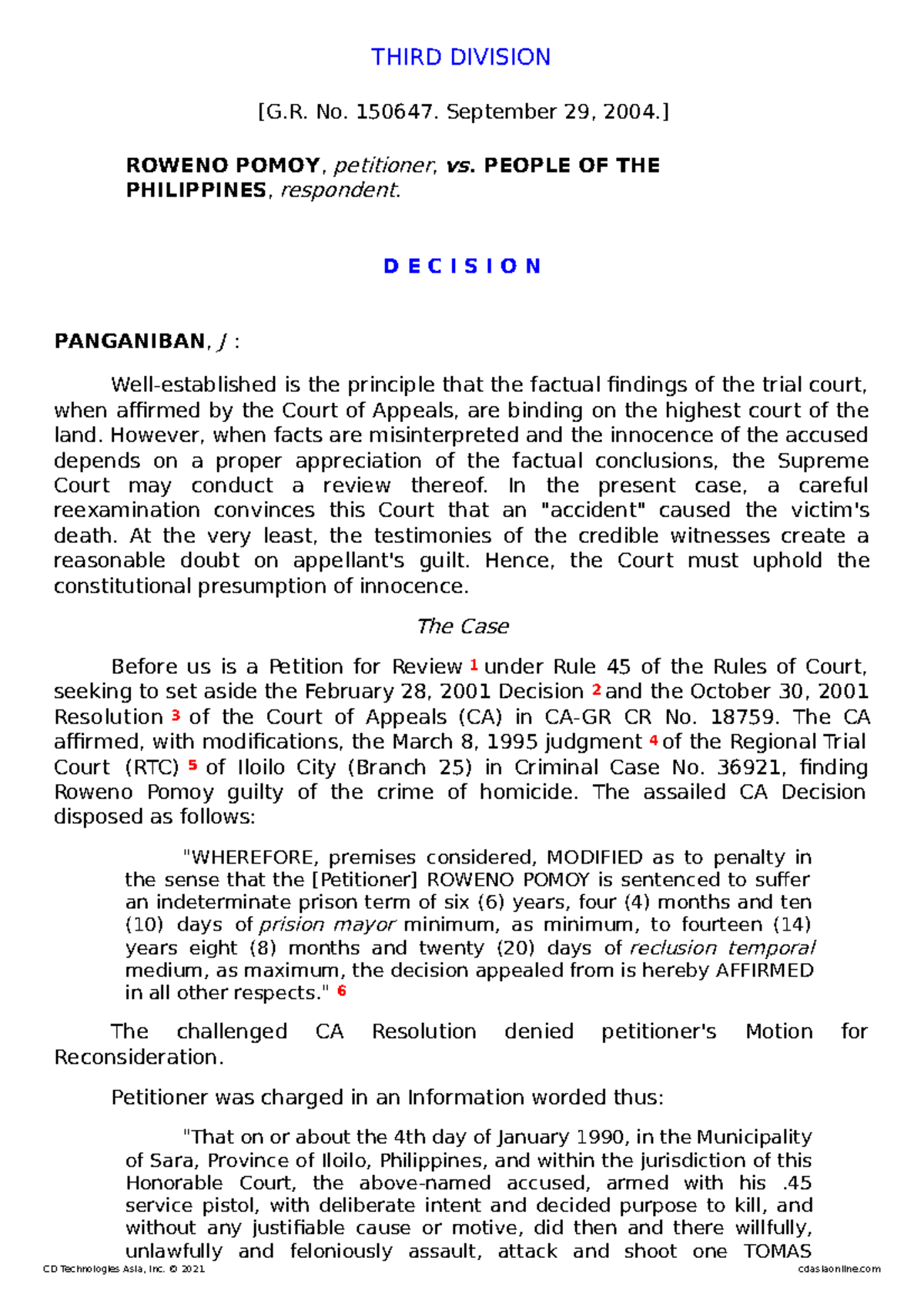 2004-Pomoy v - Case for RPC Art 12 - THIRD DIVISION [G. No. 150647 ...