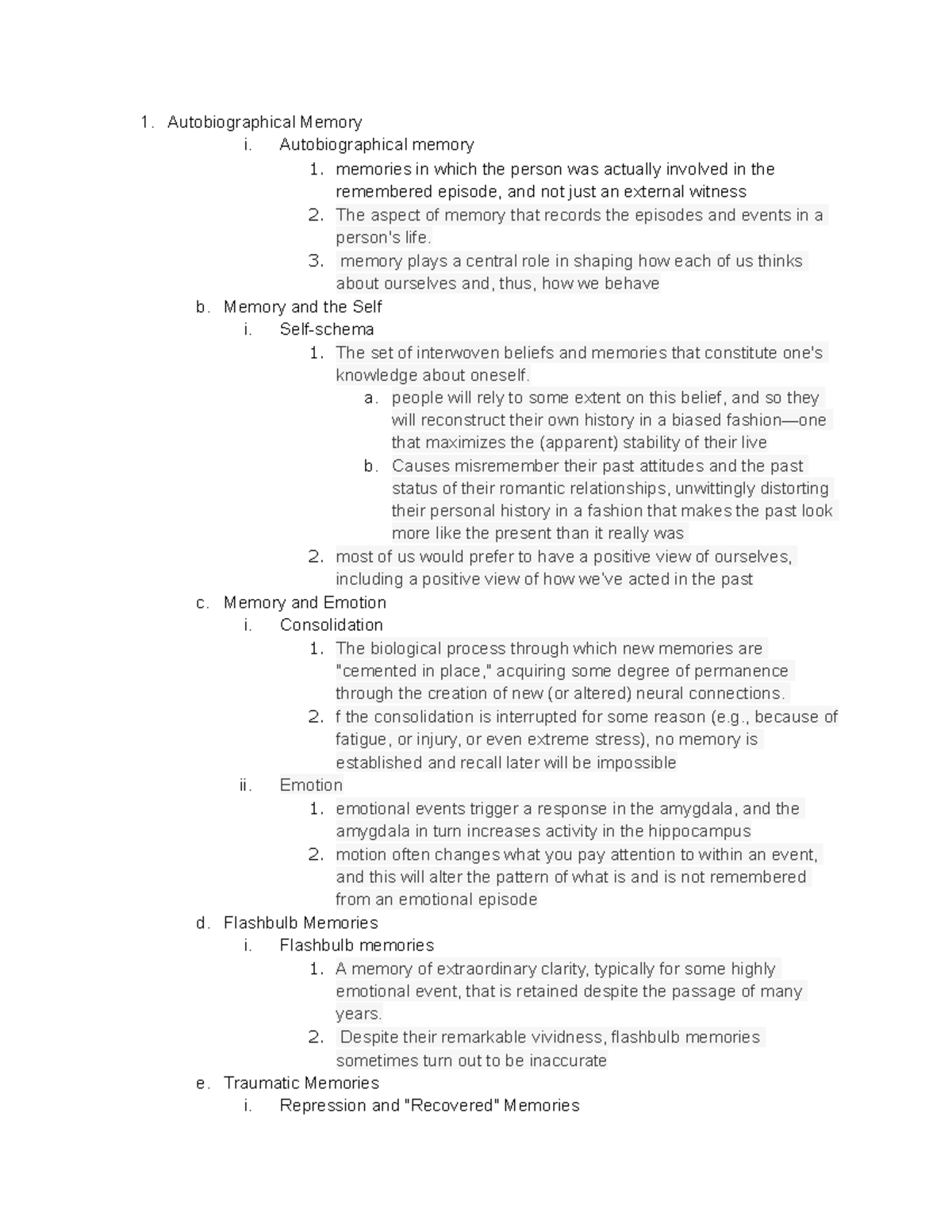 Chapter 8 Autobiographical Memory - 1. Autobiographical Memory i. Autobiographical memory 1 ...