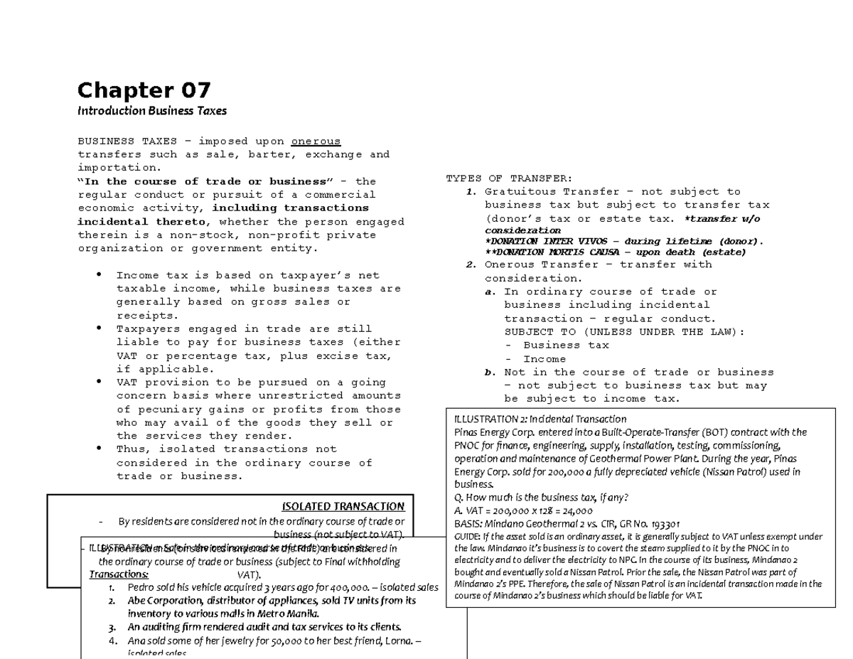Business Tax - Prelim Topic - Chapter 07 Introduction Business Taxes ...