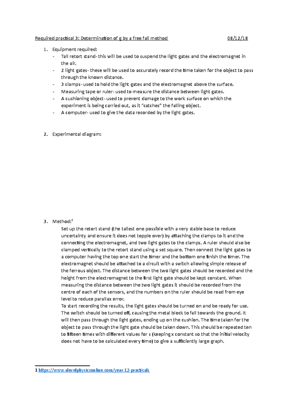 Physics req practical 3 pre lab - Required practical 3: Determination ...