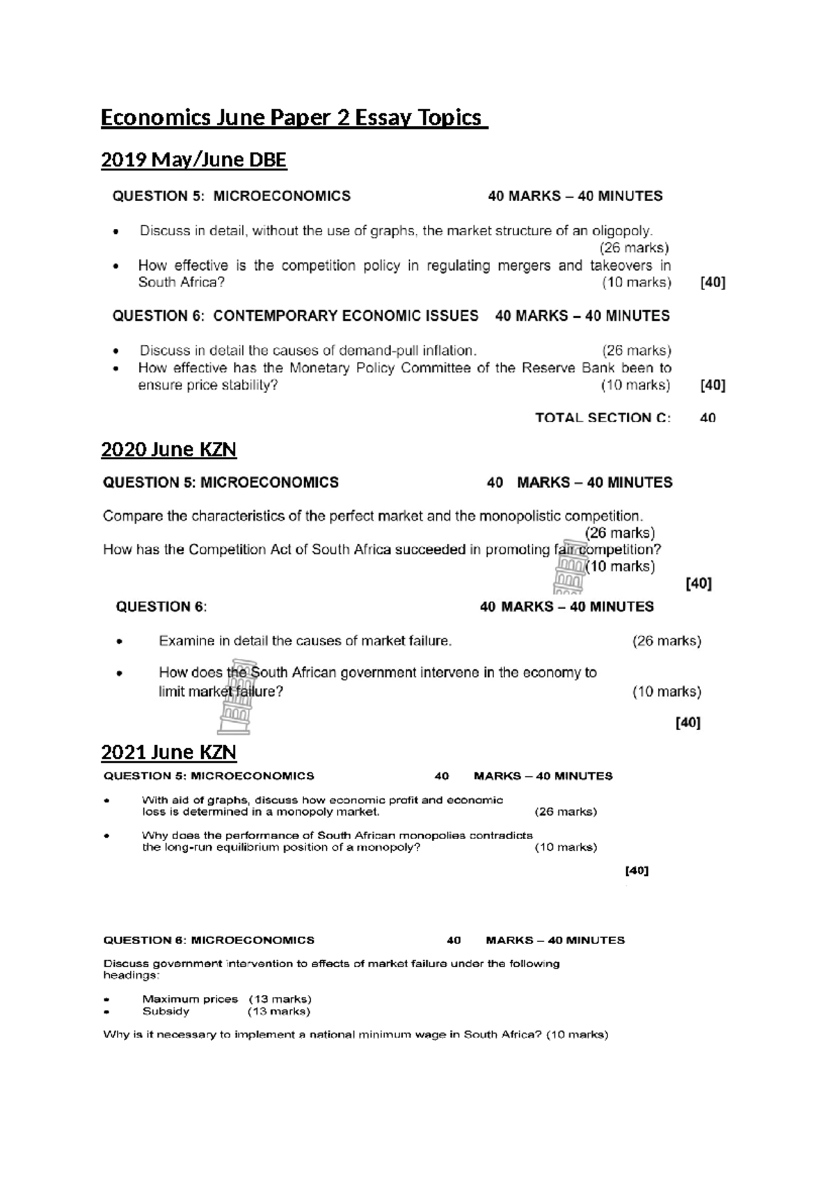 Economics June Paper 2 Essay Topics - Economics June Paper 2 Essay ...