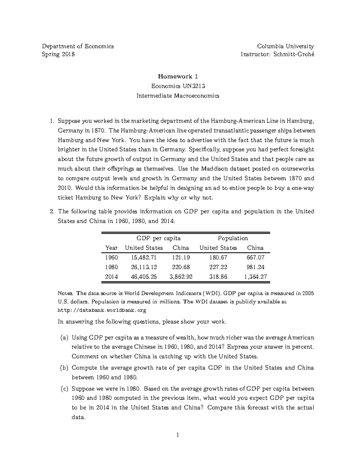 Hwk1 2018 - Homework - Department of Economics Columbia University ...