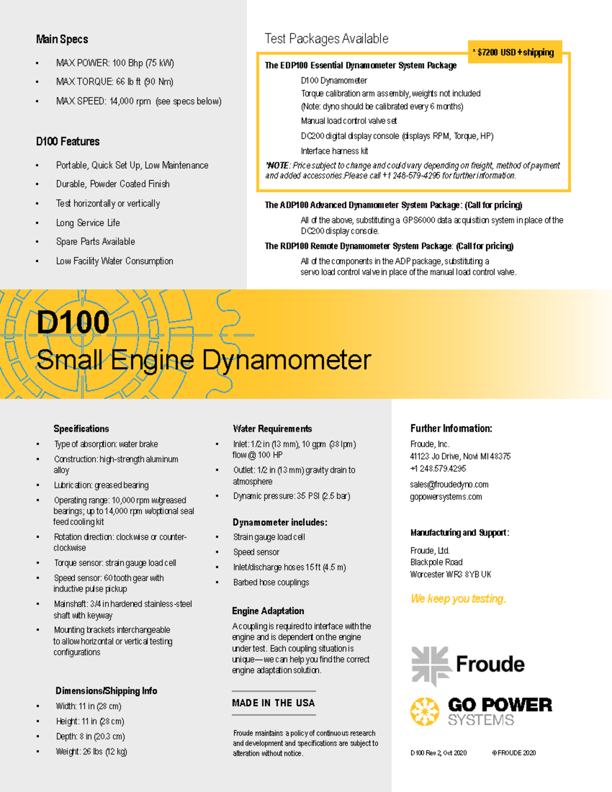 D100 for price web - yes - ####### Further Information: Froude, Inc ...