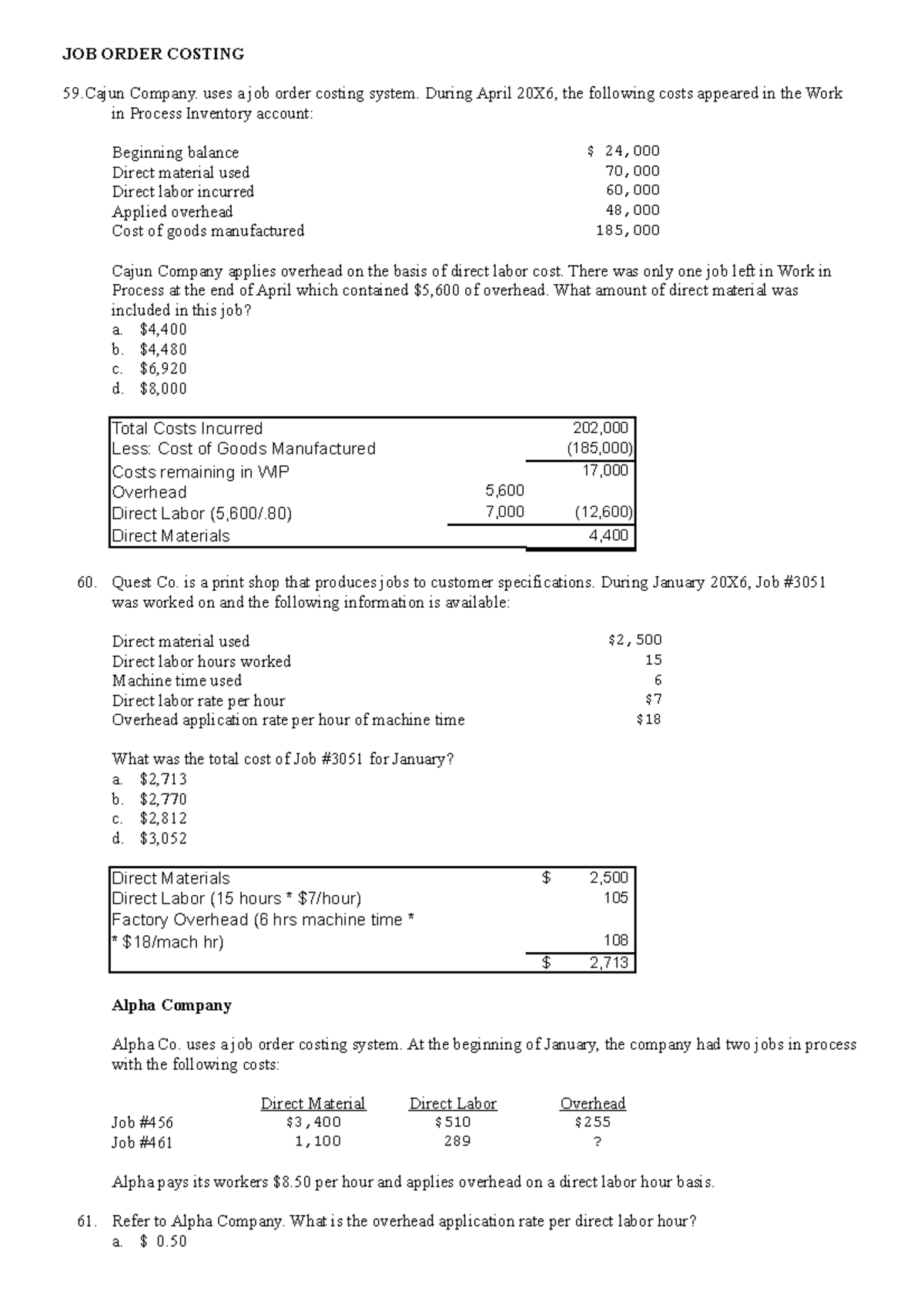 JOB Order Costing - Accounting - JOB ORDER COSTING 59 Company. uses a ...