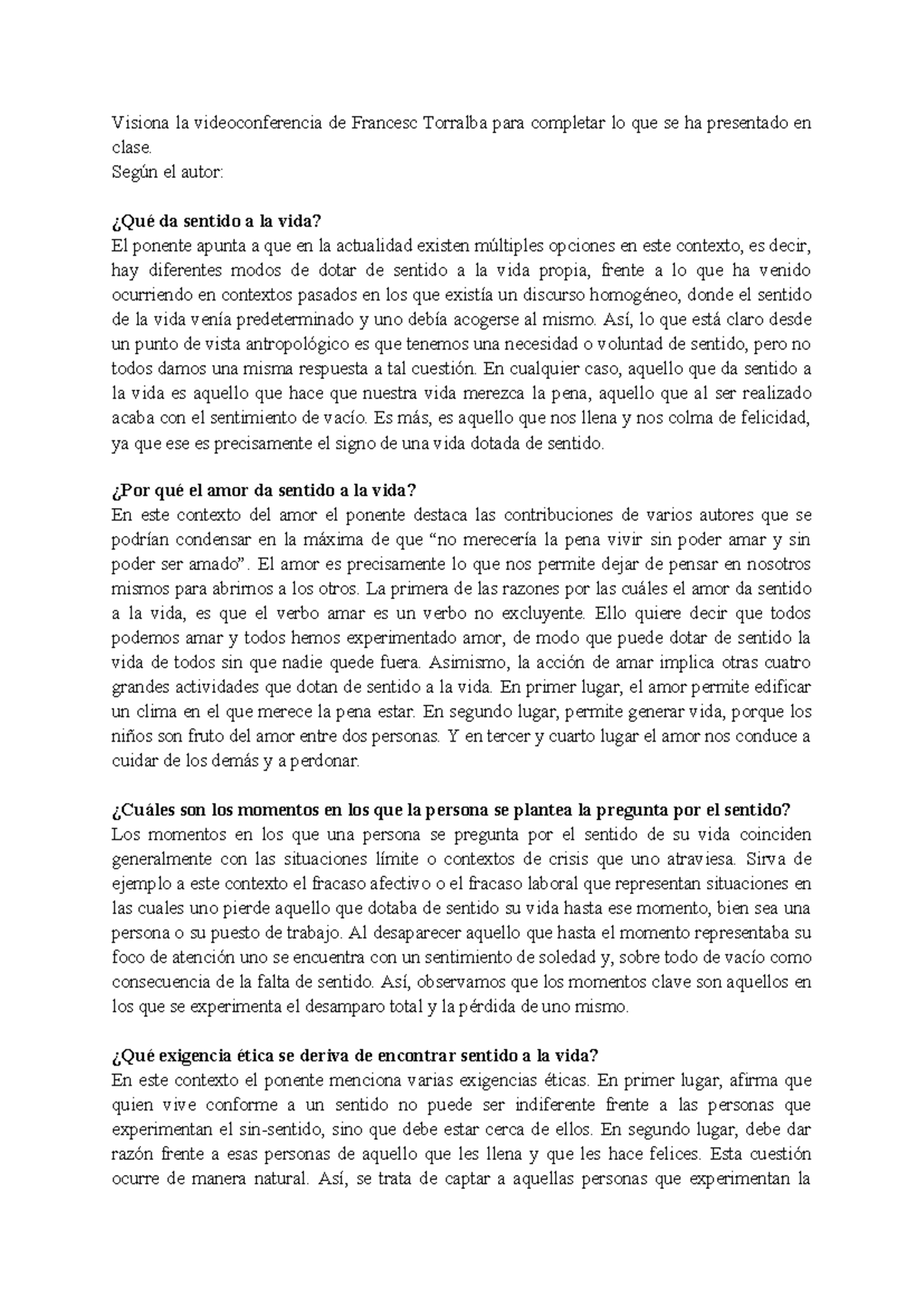 La pedagogía del sentido de la vida - Francesc Torralba - Visiona la videoconferencia de ...