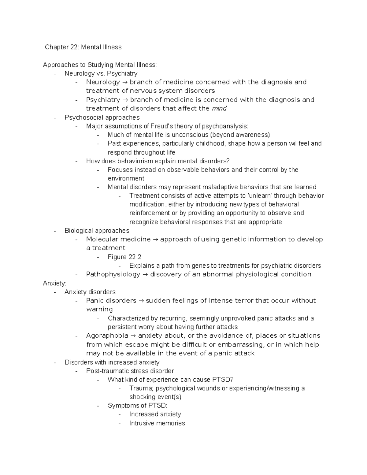 Chapter 22: Mental Illness - Chapter 22: Mental Illness Approaches to ...