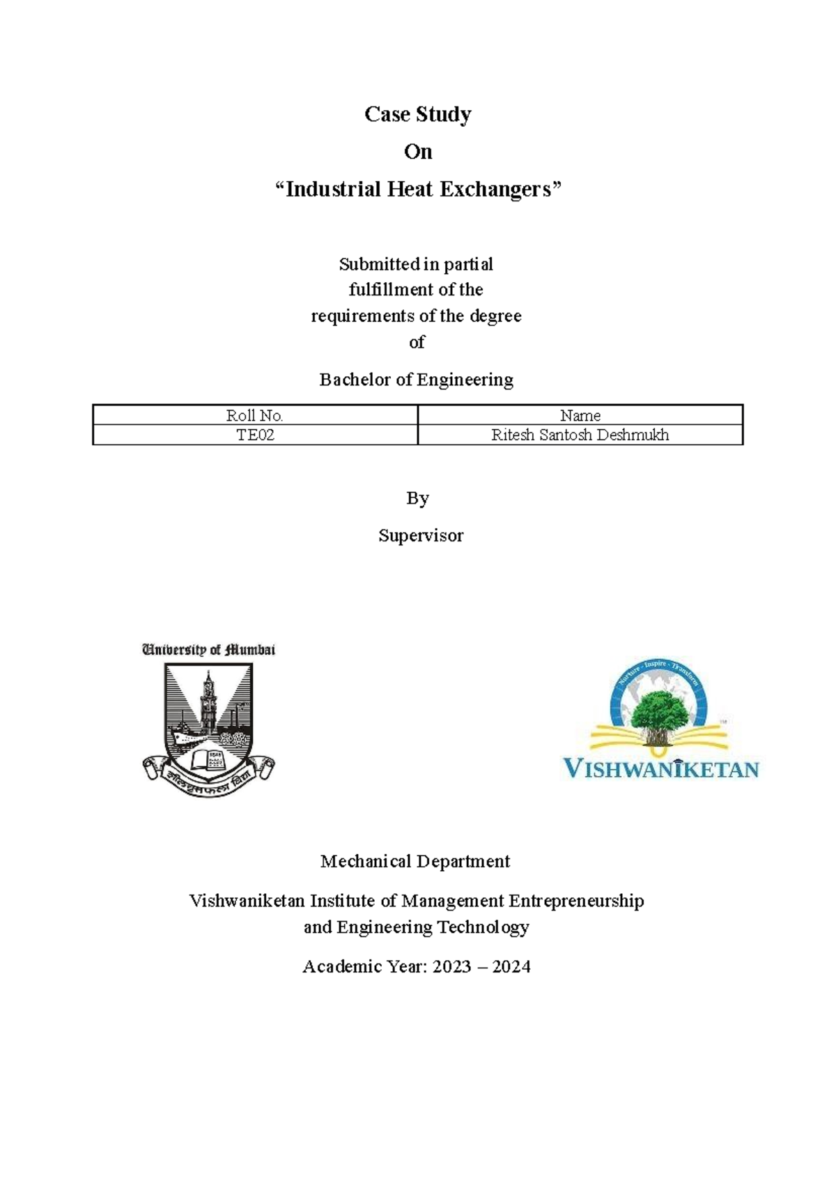 Rotor Shaft Project Report - Case Study On “Industrial Heat Exchangers ...