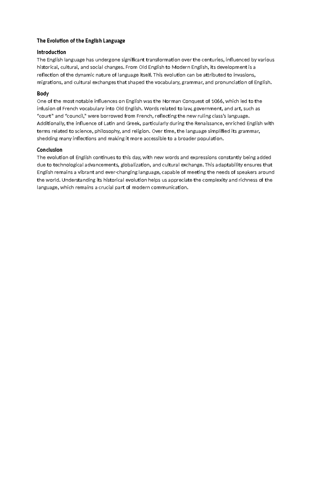 The Evolution of the English Language - The Evolution of the English ...