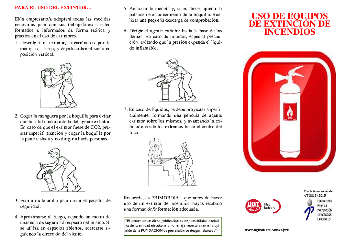 2016 0915 - Triptico Uso de Extintores - PARA EL USO DEL EXTINTOR... El ...