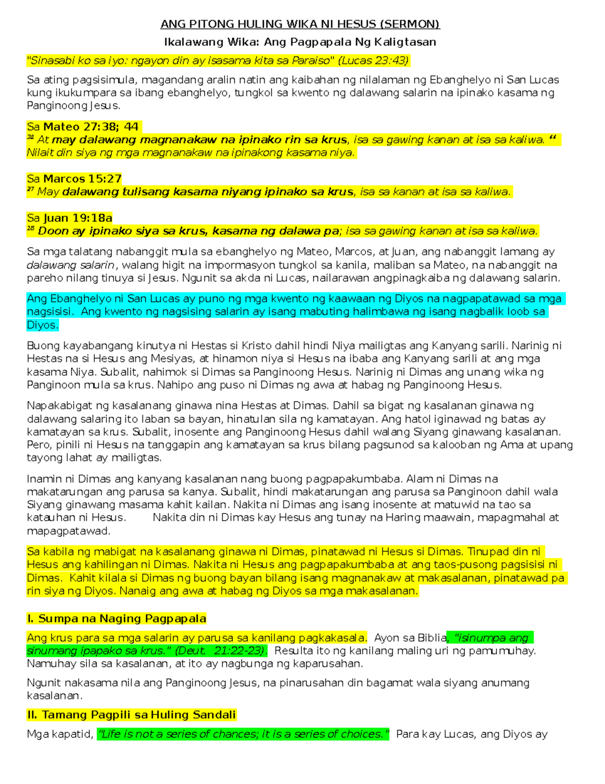 7 Huling WIKA Ikalawang WIKA Sermon Tiara - ANG PITONG HULING WIKA NI HESUS (SERMON) Ikalawang ...