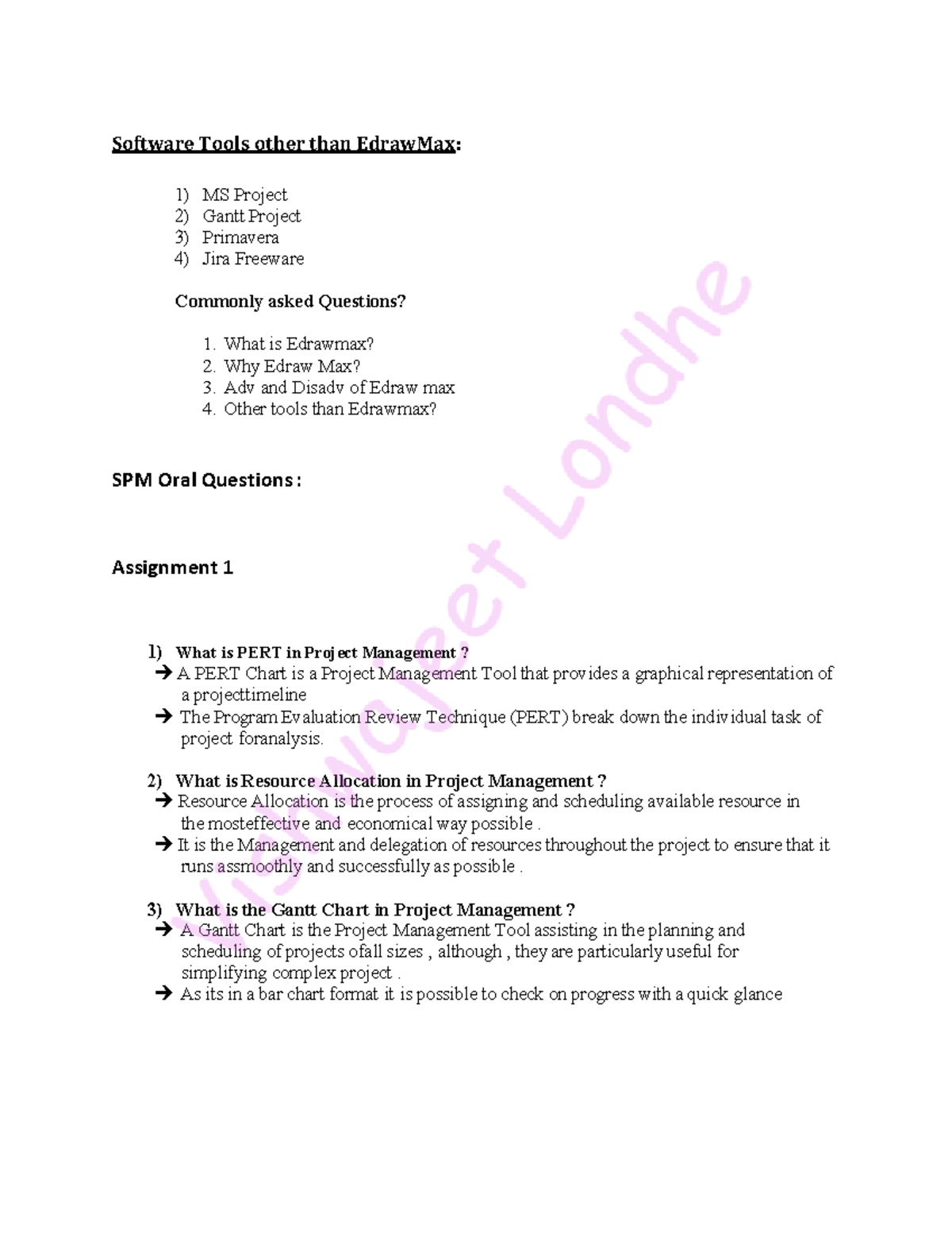 SPM Oral QB with ANS - Given from college - Software Tools other than ...
