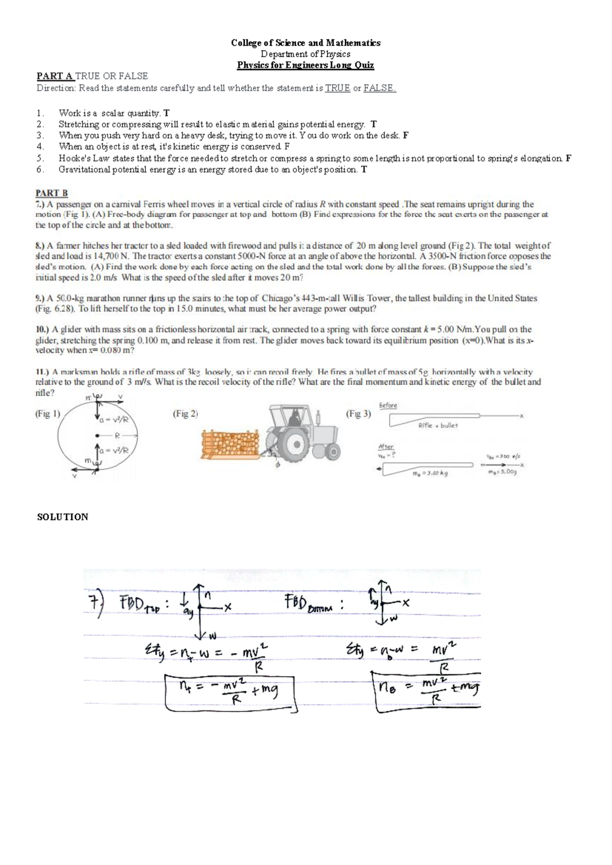 QUIZ-2 - OKK - College of Science and Mathematics Department of Physics ...