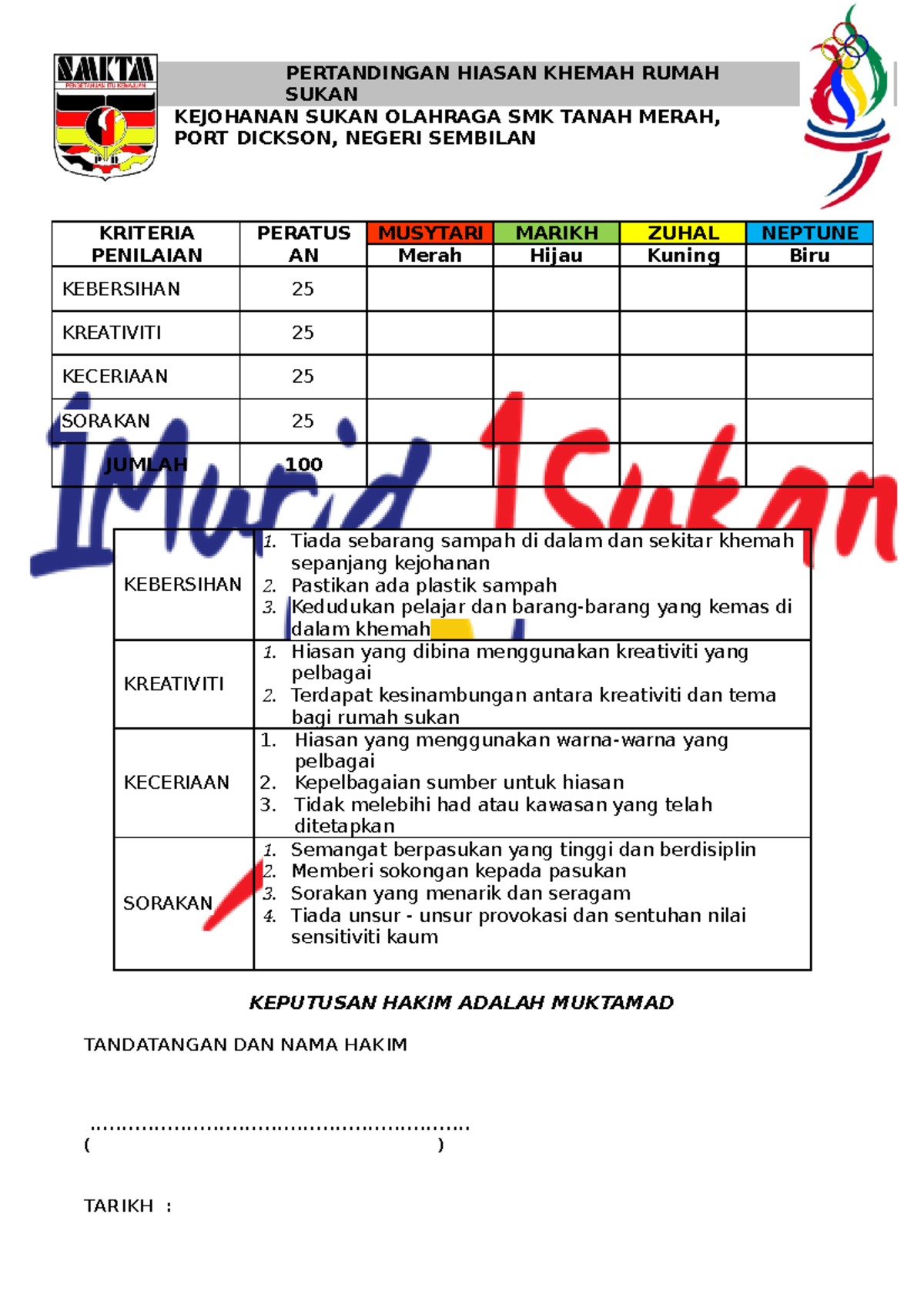 Borang Pertandingan Khemah Rumah Sukan - PERTANDINGAN HIASAN KHEMAH ...