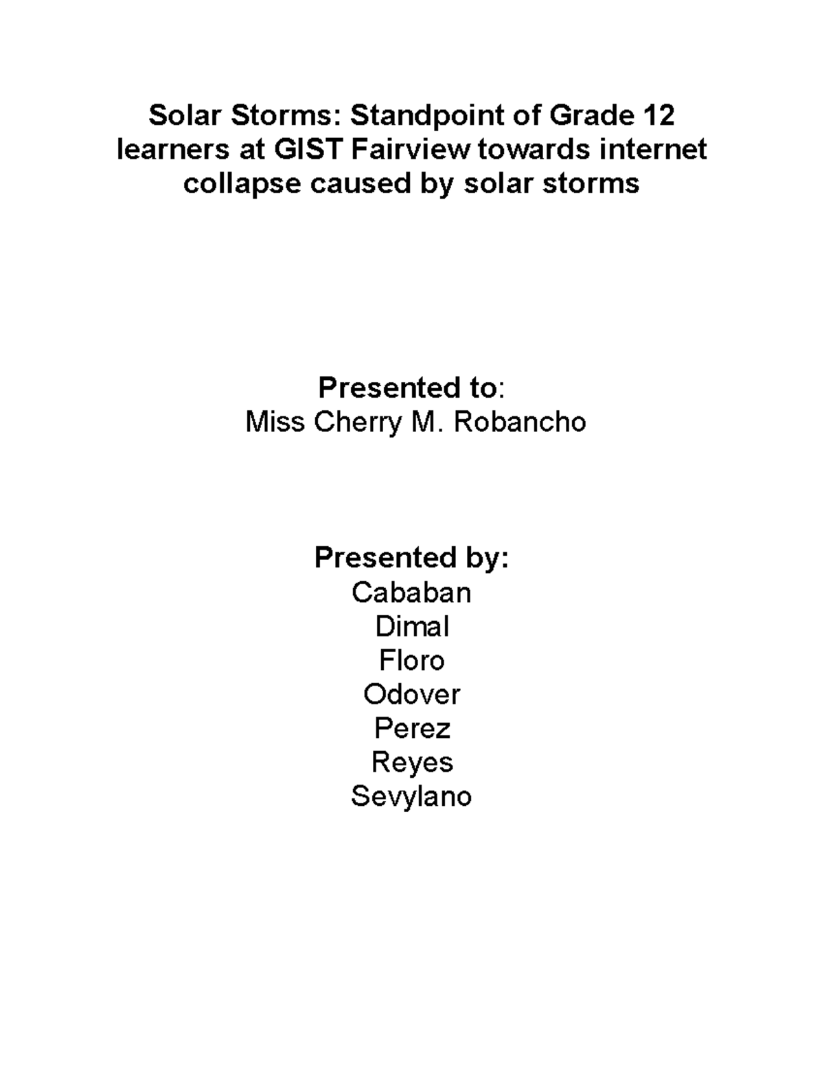 Practical Research 1 Chapter 1 2 - Solar Storms: Standpoint of Grade 12 ...