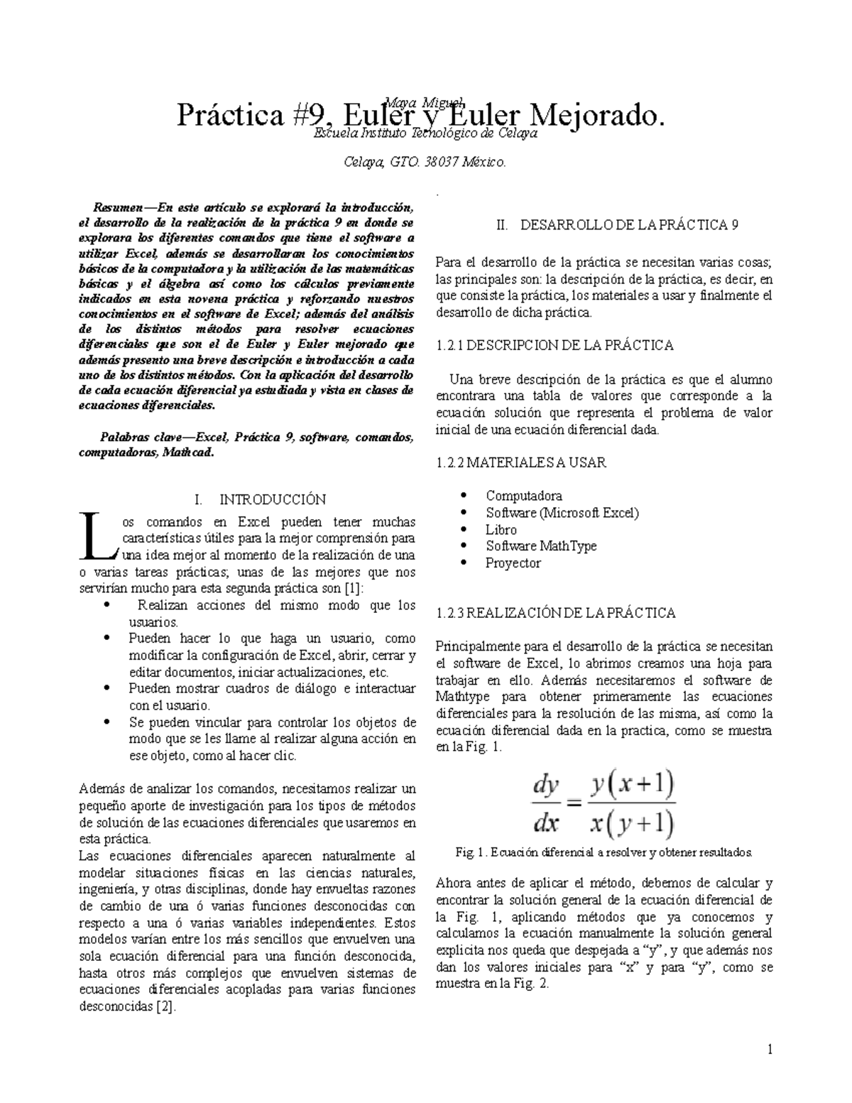 euler y euler mejorado - Con la aplicación del desarrollo de cada ecuación diferencial ya ...