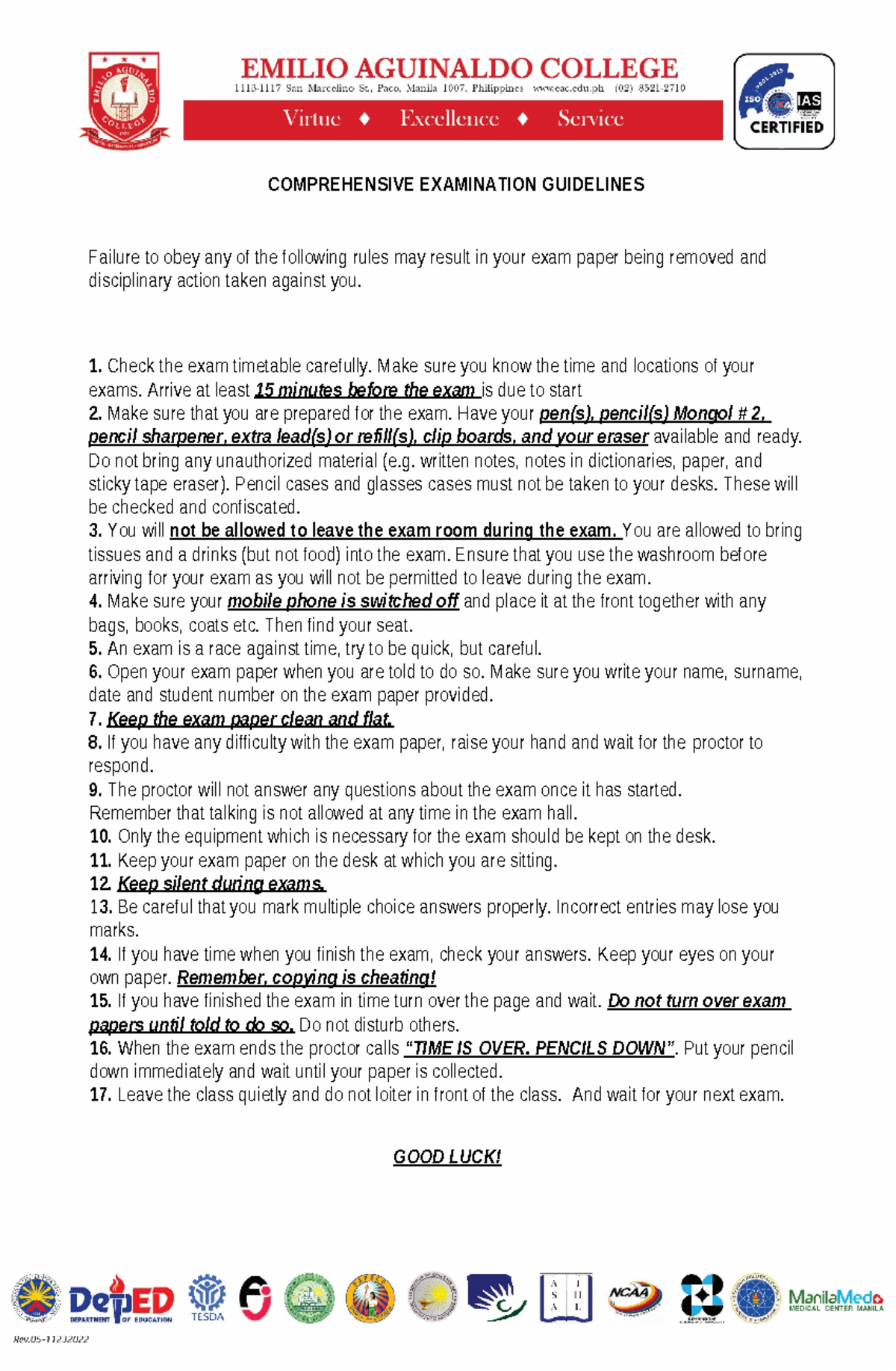 Comprehensive- Examination- Guidelines - COMPREHENSIVE EXAMINATION ...