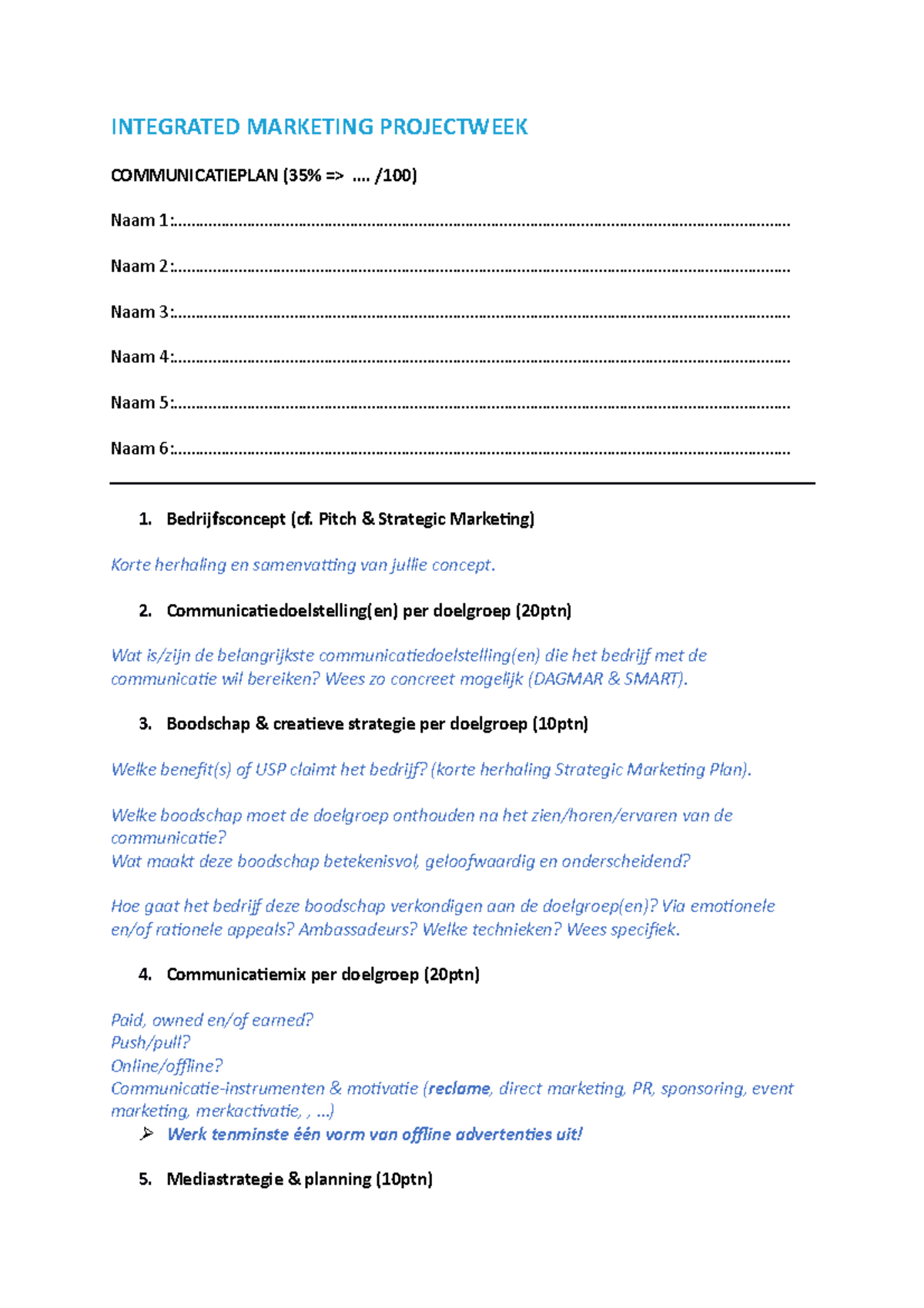 Template Communication Plan-1 - INTEGRATED MARKETING PROJECTWEEK ...