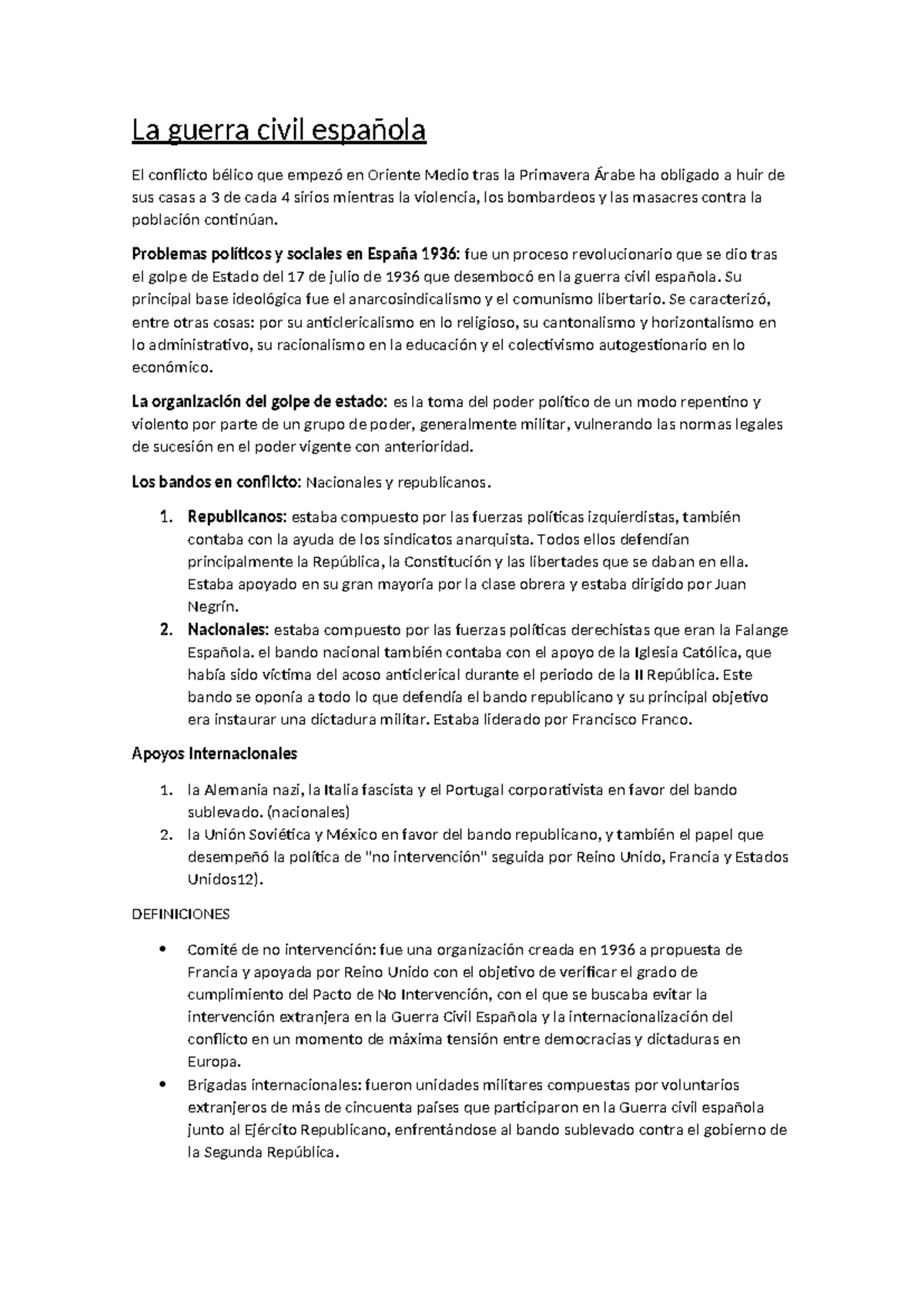 La guerra civil española - La guerra civil española El conflicto bélico ...